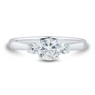 1 CT. T.W. Diamond Three Stone Engagement Ring in 14K White Gold (I/I2 ...