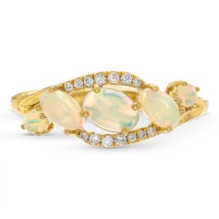 Multi-Opal and 1/15 CT. T.W. Diamond Ring in 10K Gold | Zales Outlet