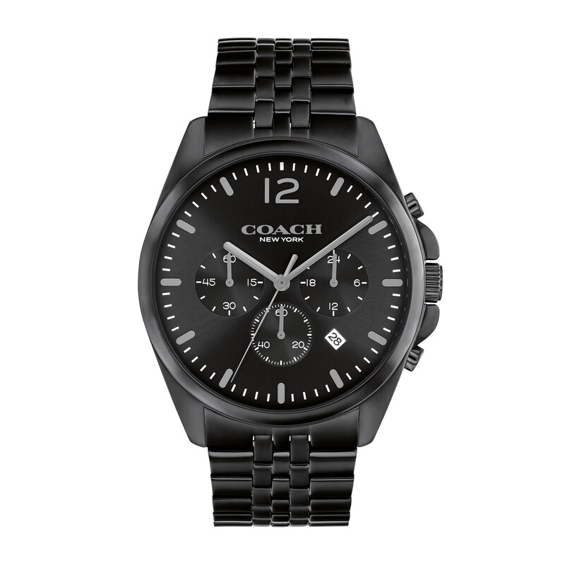 Men's Coach Greyson Black IP Chronograph Watch with Black Dial (Model ...