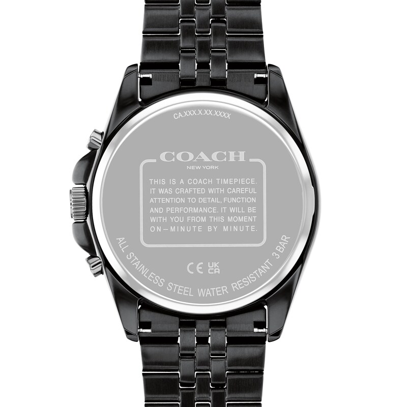 Men's Coach Greyson Black IP Chronograph Watch with Black Dial (Model ...