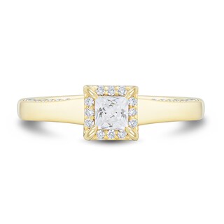 1/2 CT. T.W. Princess-Cut Diamond Square Frame Engagement Ring in 14K ...