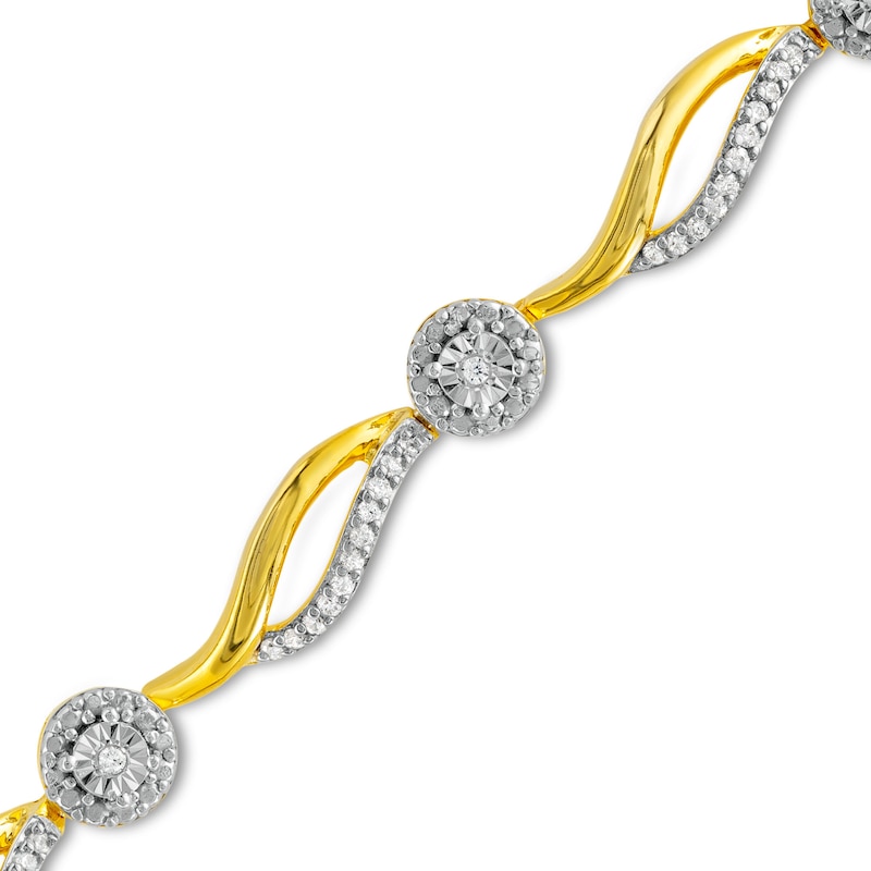 1/3 CT. T.W. Diamond Alternating Wave Link Bracelet in 10K Gold | Zales ...
