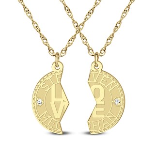 Couple's Diamond Accent Engravable Love Two Piece Pendant (2 Lines ...