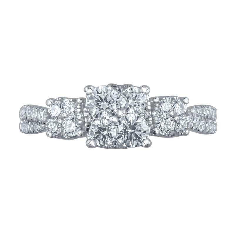 1-1/5 CT. T.W. Cushion-Shaped Multi-Diamond Bridal Set in 10K White ...