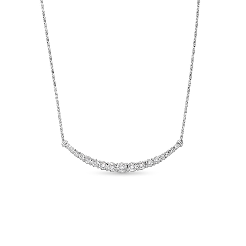 1/2 CT. T.W. Diamond Miracle Graduated Curved Bar Necklace in Sterling ...