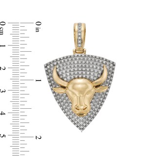 1 CT. T.W. Diamond Bull Head Shield Necklace Charm in 10K Gold | Zales ...
