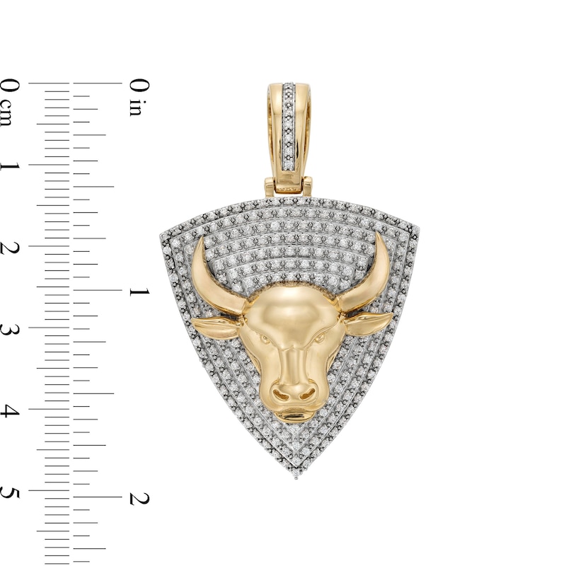 1 CT. T.W. Diamond Bull Head Shield Necklace Charm in 10K Gold | Zales ...