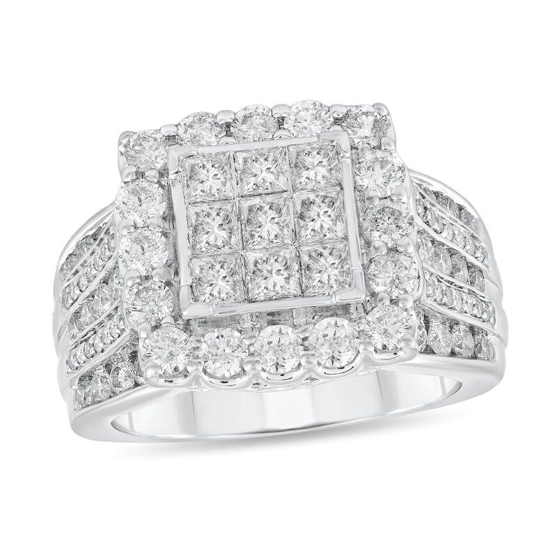 2-3/8 CT. T.W. Princess-Cut Multi-Diamond Scallop Frame Multi-Row ...