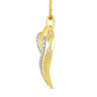 1 CT. T.W. Baguette and Round Diamond Loop Heart Pendant in 10K Gold ...