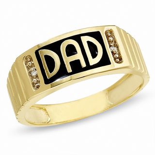 Previously Owned - Men's 10K Gold "Dad" Ring with Diamond Accents ...