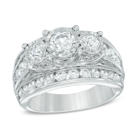Previously Owned - 3 CT. T.W. Diamond Past Present Future® Ring in 14K ...