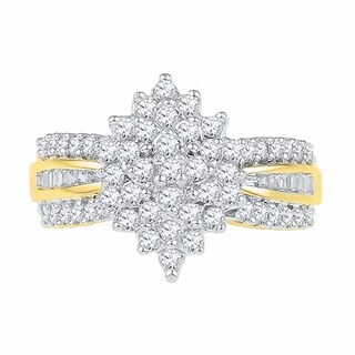 Previously Owned - 3/4 CT. T.W. Diamond Cluster Engagement Ring in 10K ...
