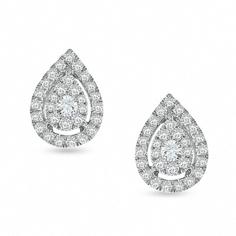Previously Owned - 1/2 CT. T.W. Multi-Diamond Teardrop Stud Earrings in ...