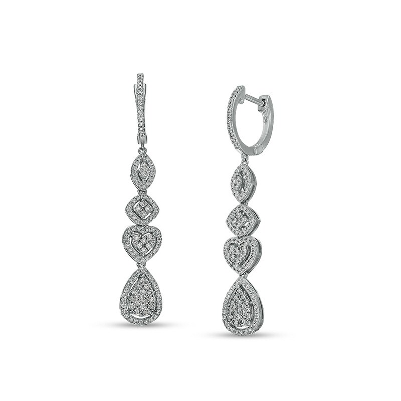 Previously Owned - Marilyn Monroe™ Collection 1 CT. T.W. Diamond Multi-Shape Drop Earrings in ...